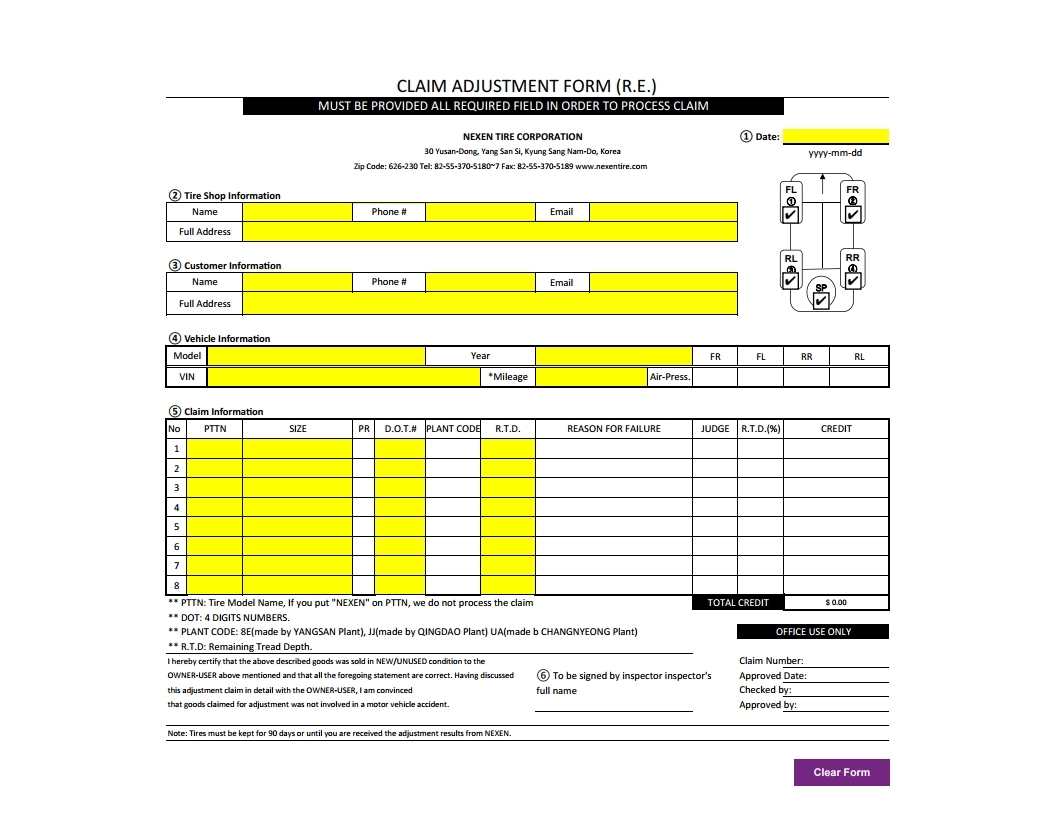 Réclamation RE - Nexen Tire Canada